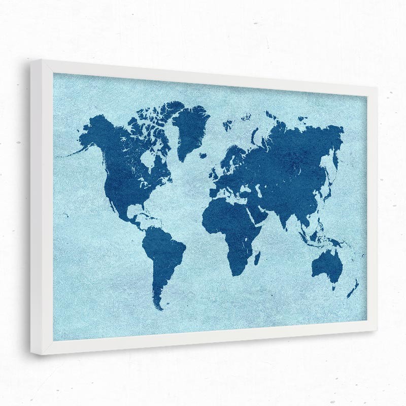 Cuadro mapamundi contraste azul